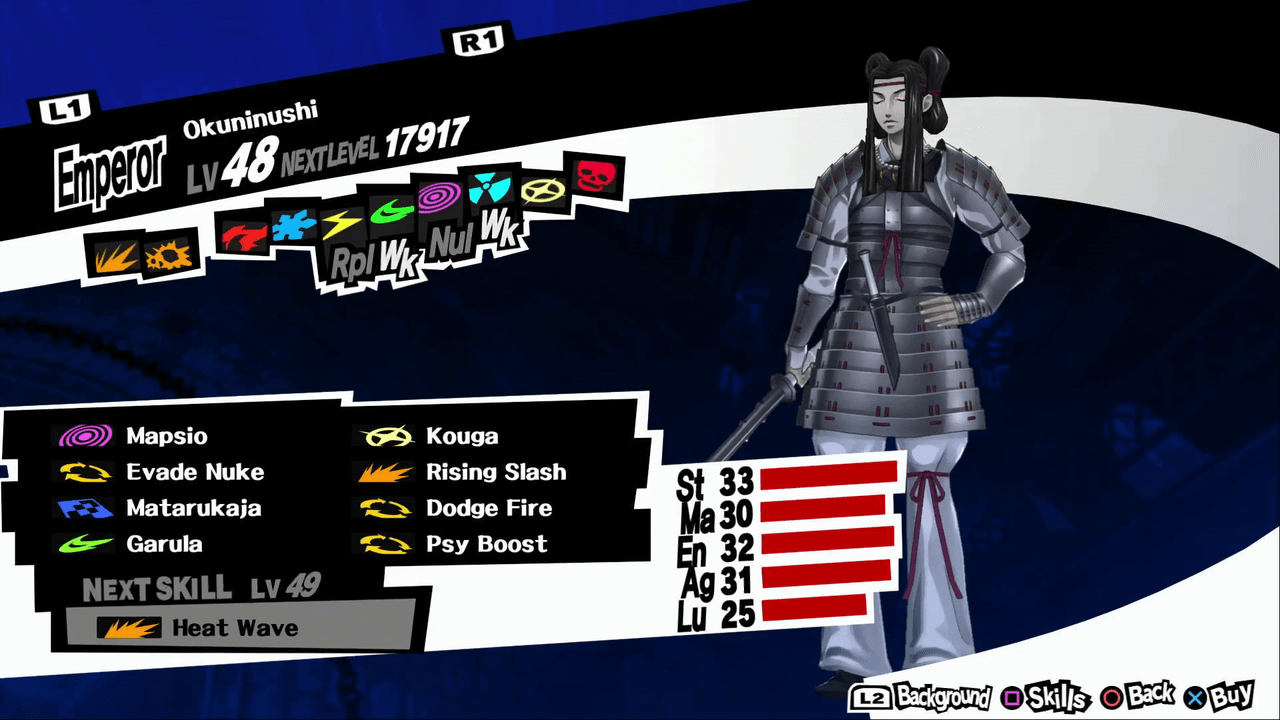 Persona 5 / Persona 5 Royal - Okuninushi Persona Stats and Skills ...