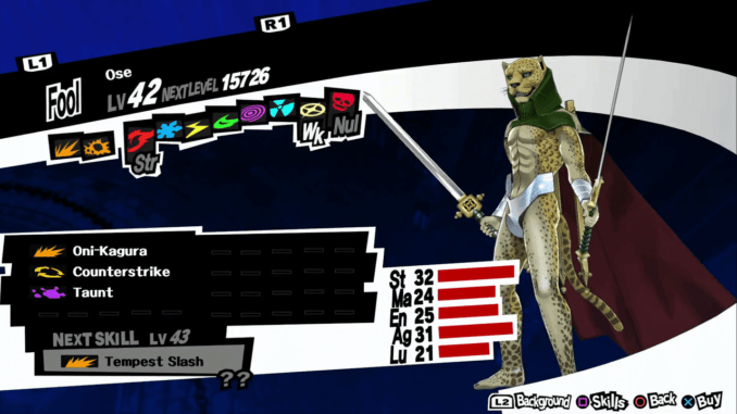Persona 5 / Persona 5 Royal - Ose Persona Stats and Skills – SAMURAI GAMERS