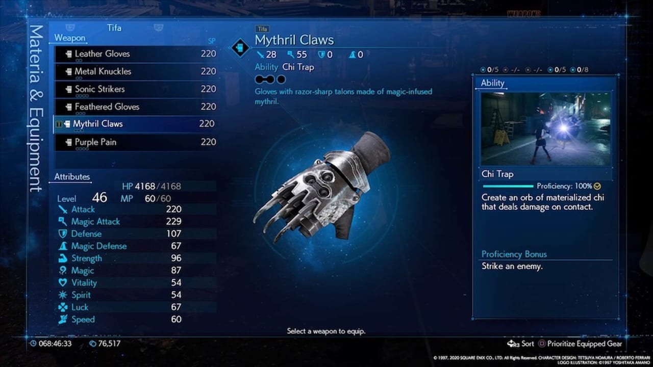 Final Fantasy 7 Remake Intergrade - Mythril Claws Stats and Location ...