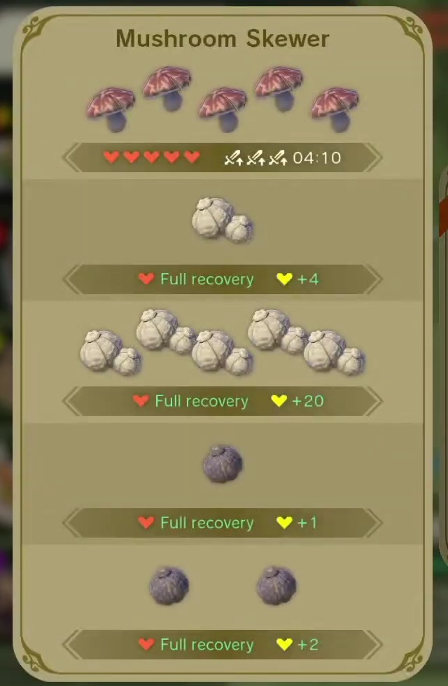 The Legend of Zelda: Tears of the Kingdom - Mushroom Skewer Recipe - SAMURAI GAMERS