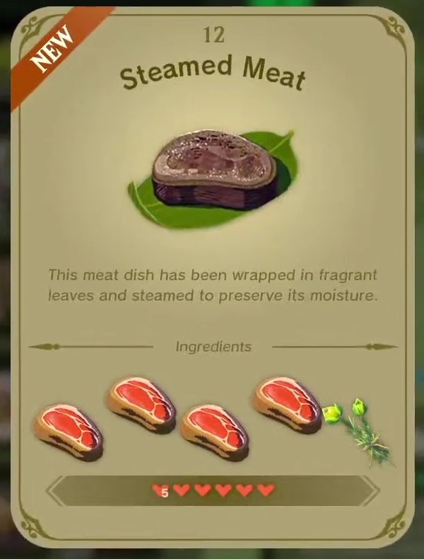 The Legend of Zelda: Tears of the Kingdom - Steamed Meat Recipe ...