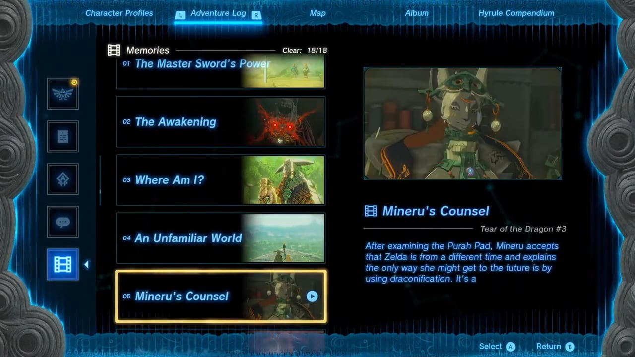 The Legend of Zelda: Tears of the Kingdom - Memories List - SAMURAI GAMERS