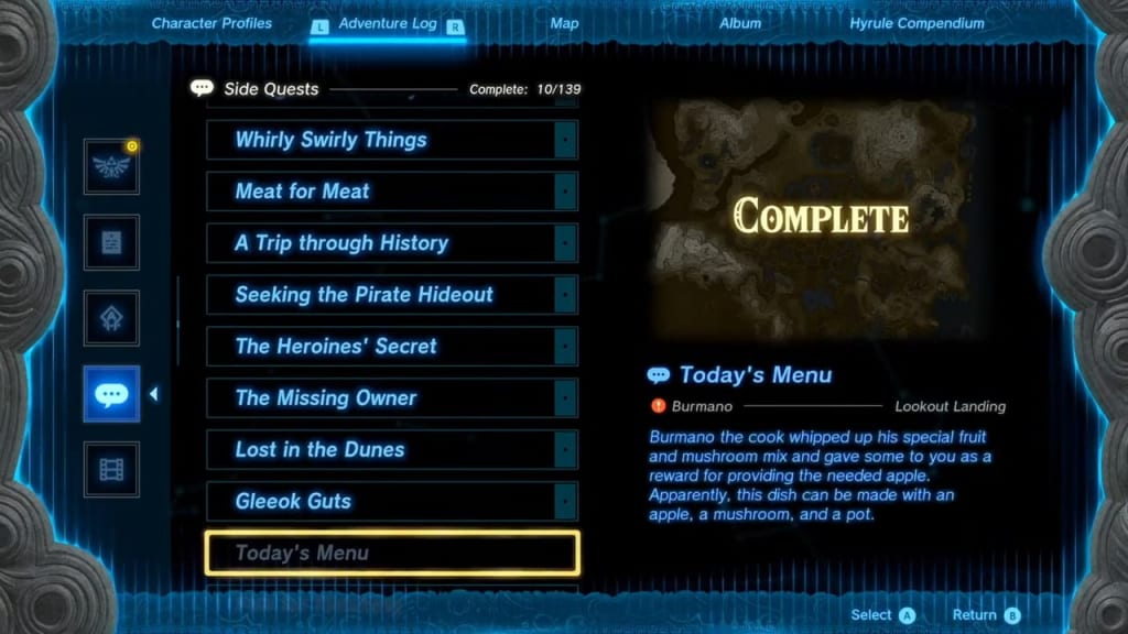 The Legend of Zelda: Tears of the Kingdom - Side Quests List - SAMURAI GAMERS